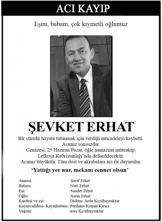 Şevket Erhat hayatını kaybetti